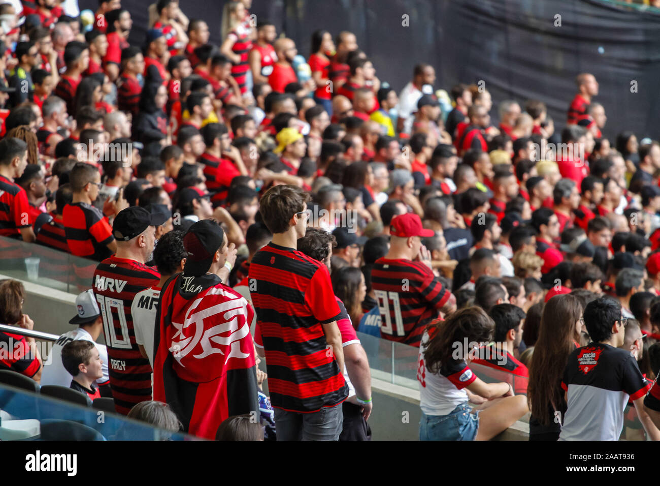 Rio De Janeiro, Brazil. 23rd Nov, 2019. Supporters crowded the Maracana ...