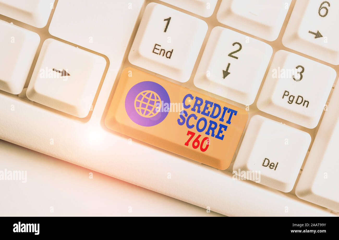 Conceptual hand writing showing Credit Score 760. Concept meaning ...