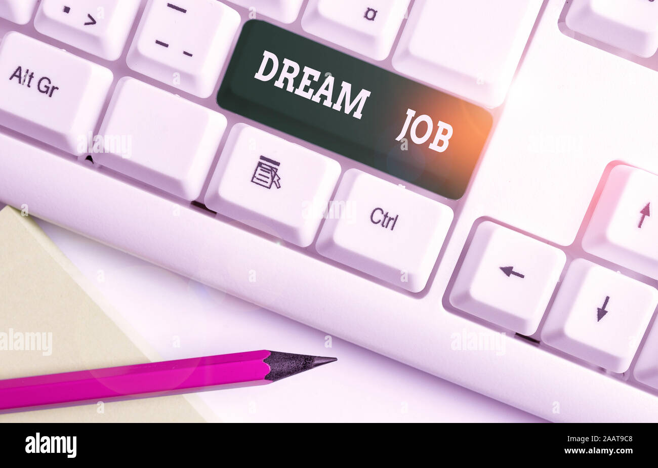 Writing note showing Dream Job. Business concept for An act that is ...