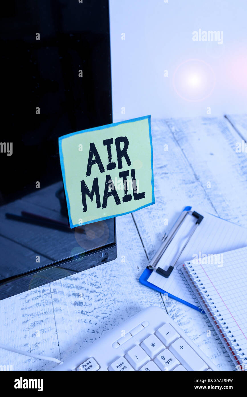 Text sign showing Air Mail. Business photo showcasing the bags of ...