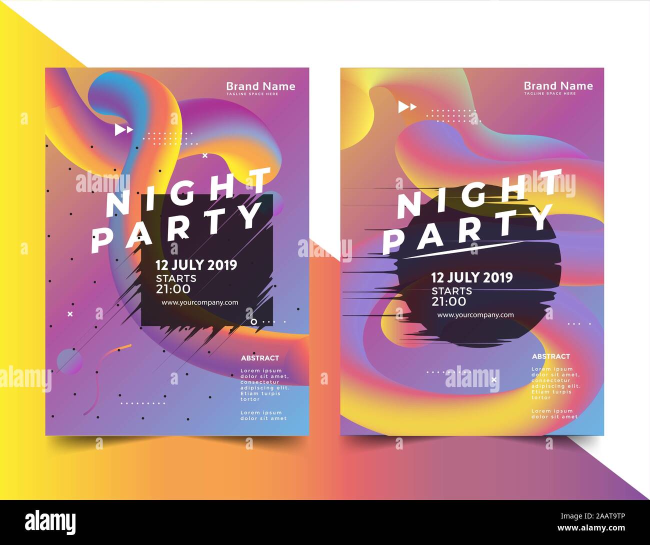 Summer bright party poster. Club night flyer. Abstract gradients waves ...