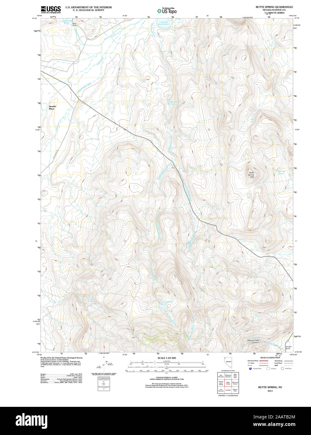 USGS TOPO Map Nevada NV Butte Spring 20111230 TM Restoration Stock ...