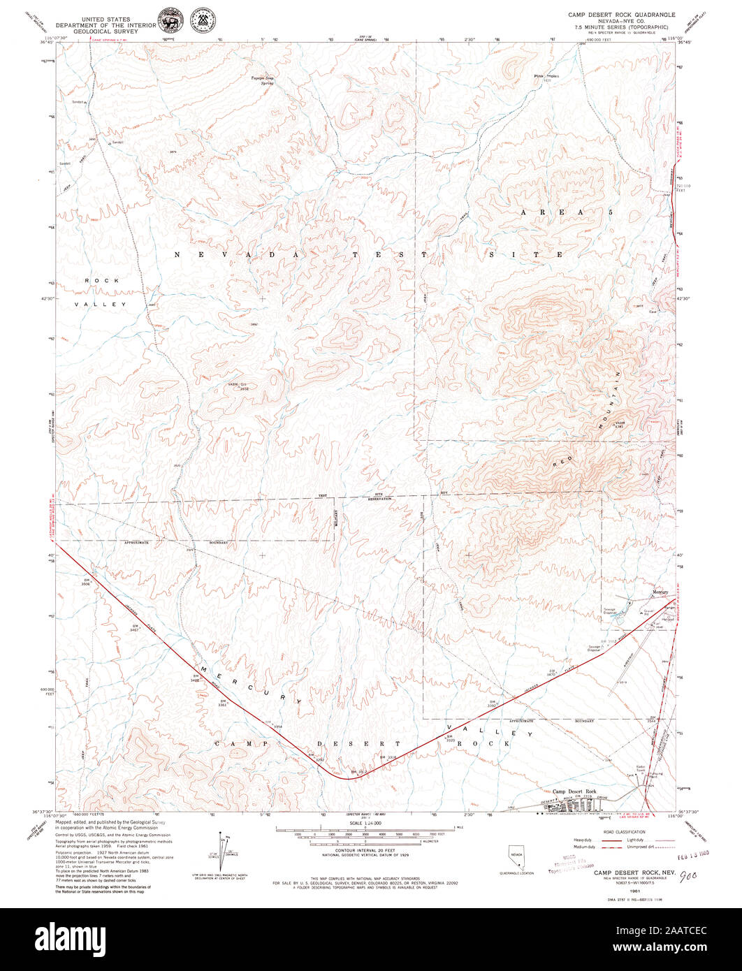 USGS TOPO Map Nevada NV Camp Desert Rock 318316 1961 24000 Restoration ...