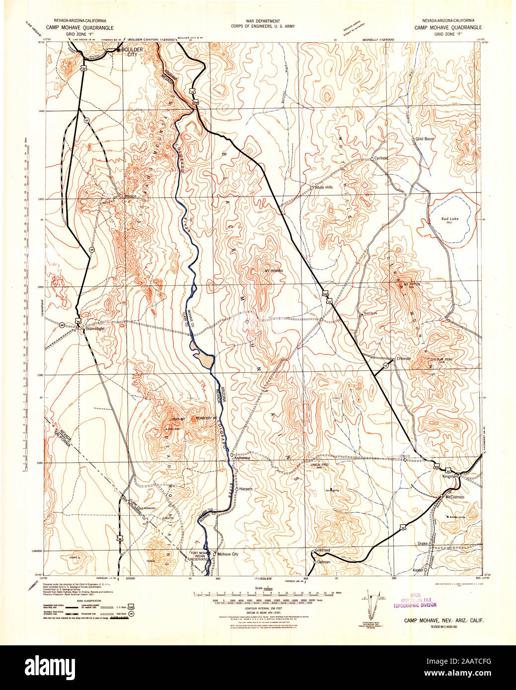 USGS TOPO Map Nevada NV Camp Mohave 321644 1942 250000 Restoration ...