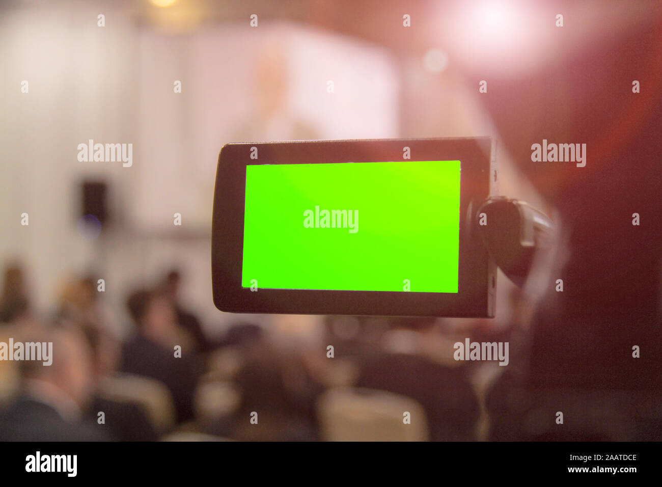 Digital video camera recording event. Business conference or seminar ...