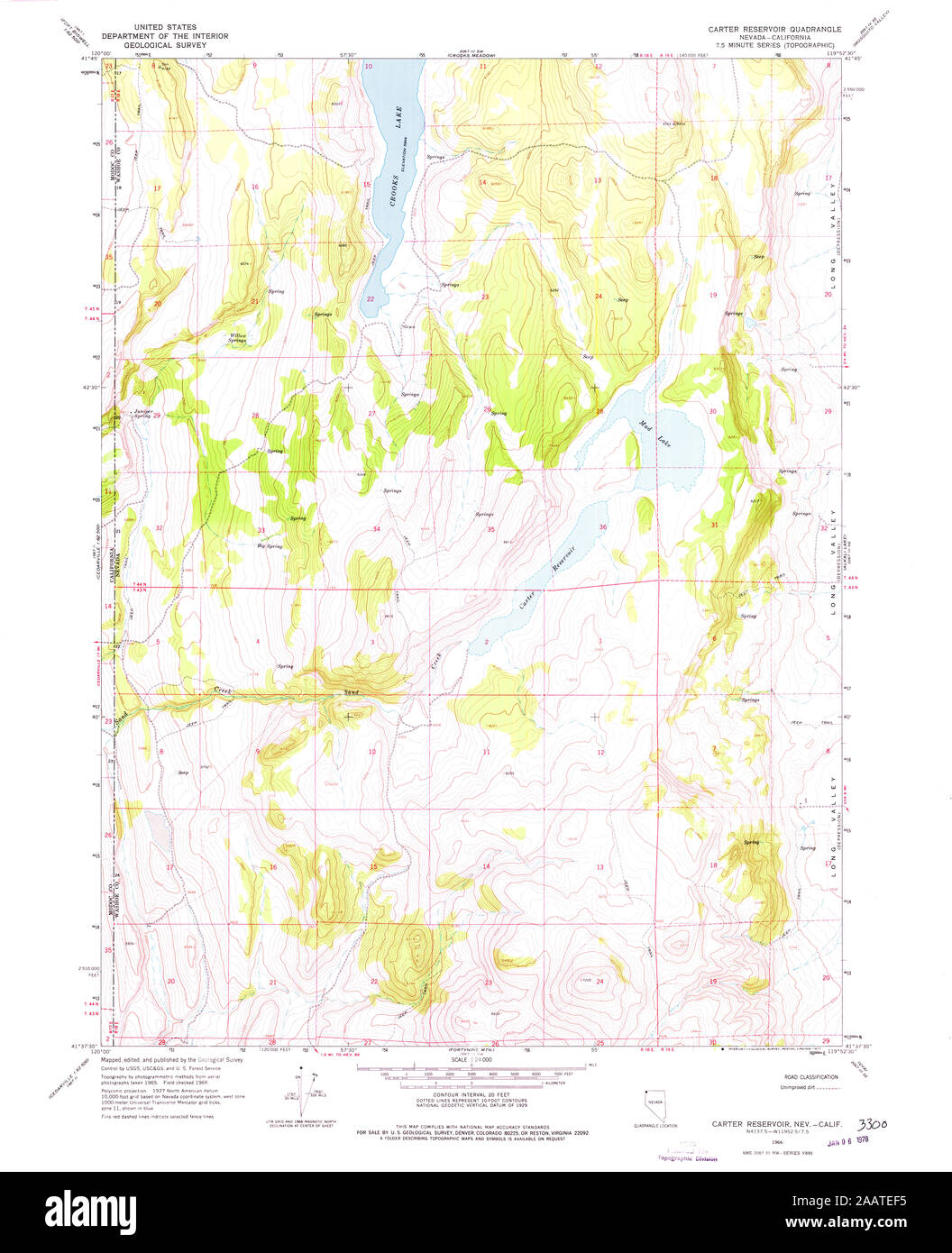 USGS TOPO Map Nevada NV Carter Reservoir 318356 1966 24000 Restoration ...
