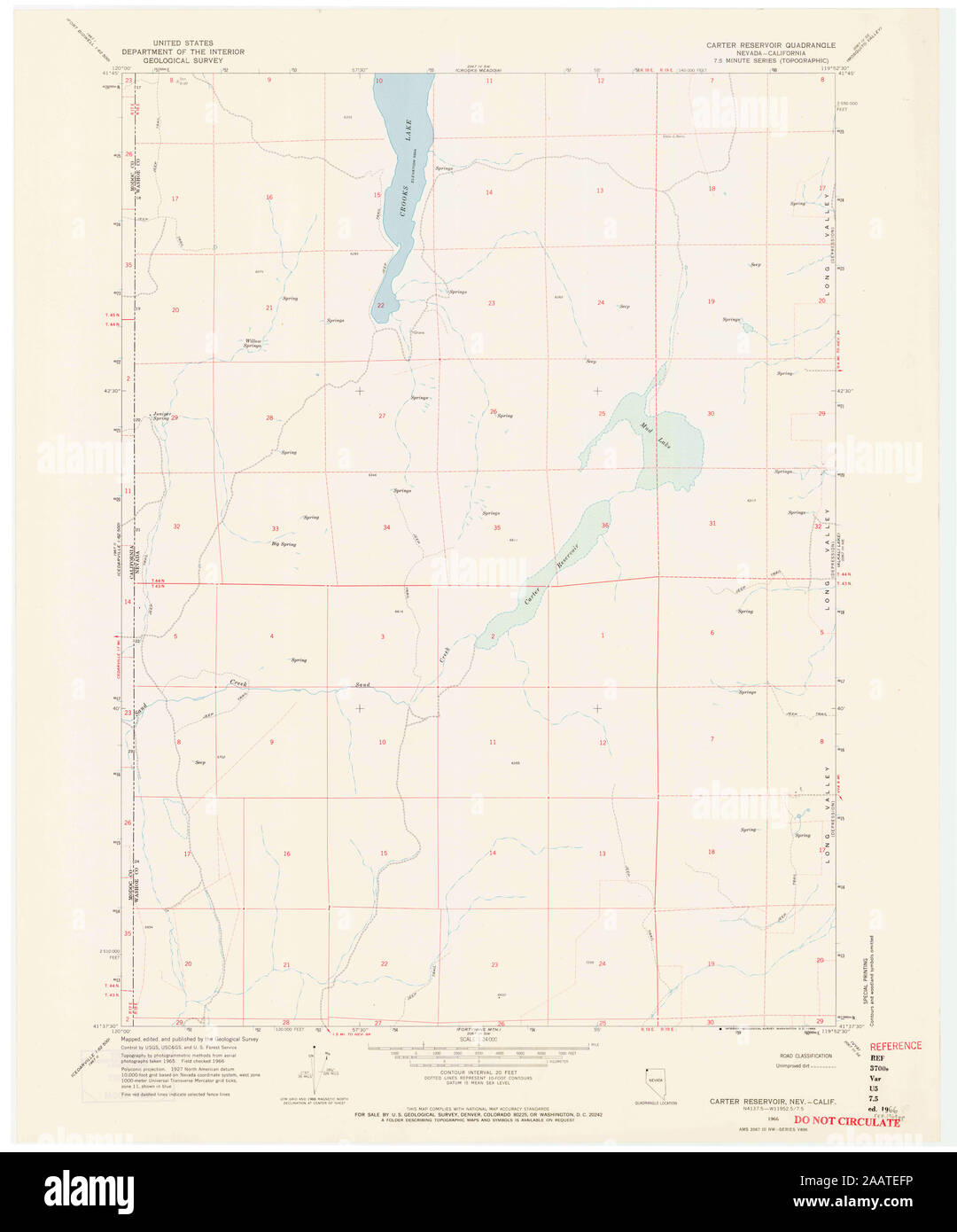 USGS TOPO Map Nevada NV Carter Reservoir 302635 1966 24000 Restoration ...