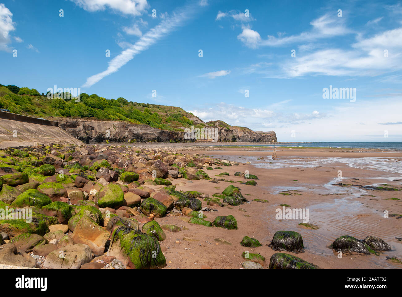 Rocky shoreline and cliffs at Kettleness Point, Whitby, North Yorkshire ...