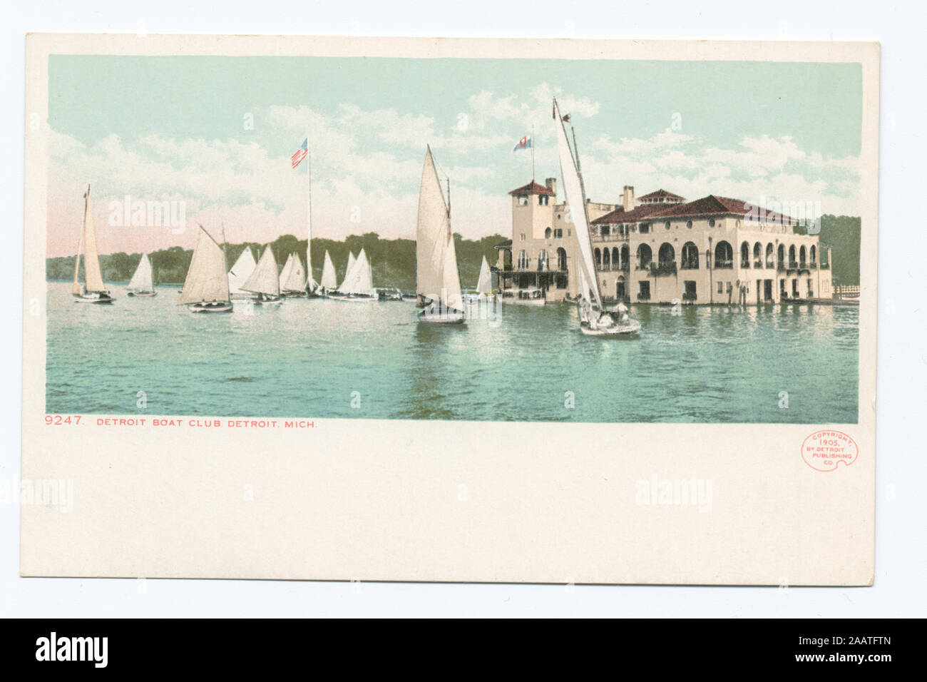 Detroit Boat Club from River, Detroit Mich Became Detroit Publishing ...