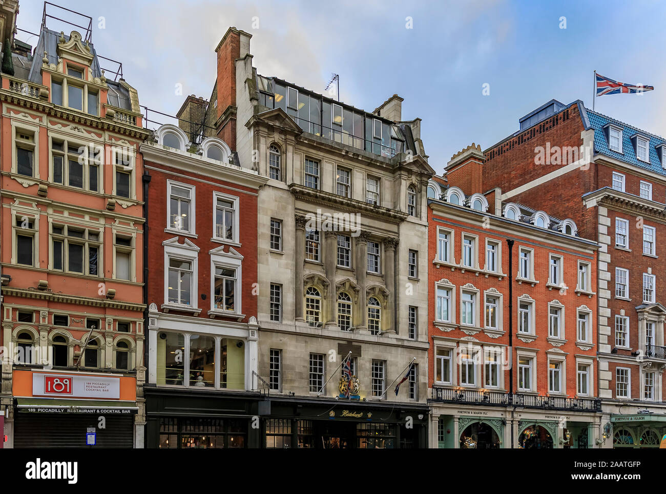 London, United Kingdom - January 13, 2018: Storefronts like Hatchards ...