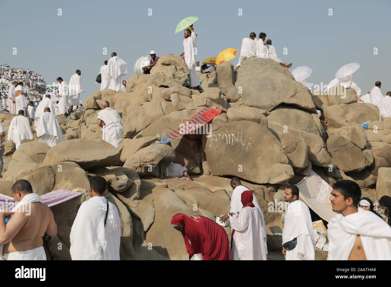 MECCA, SAUDI ARABIA, september 2016., Muslims at Mount Arafat (or Jabal ...