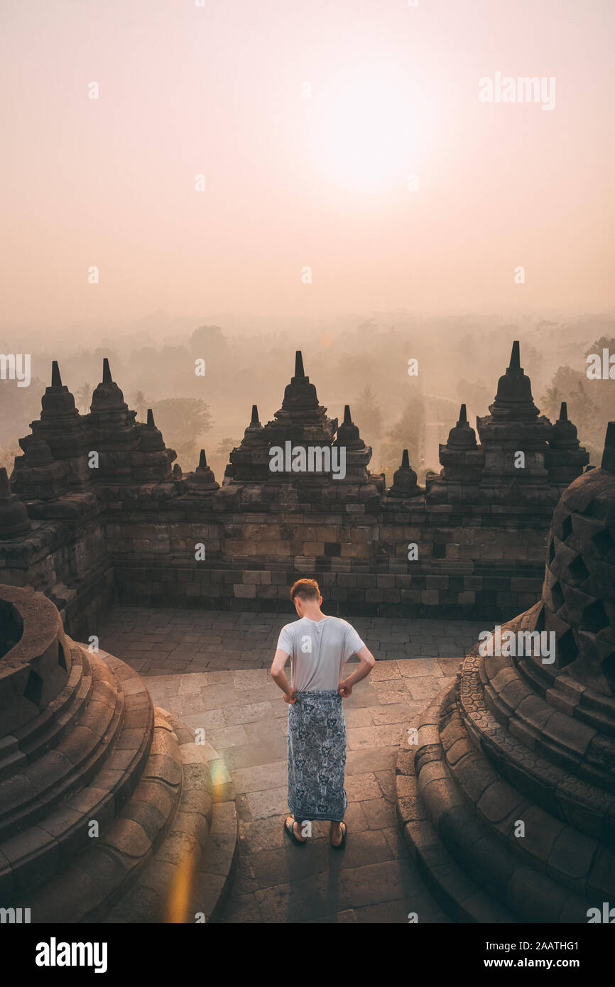 Sunrise over the Borobudur temple in Java, Indonesia Stock Photo - Alamy