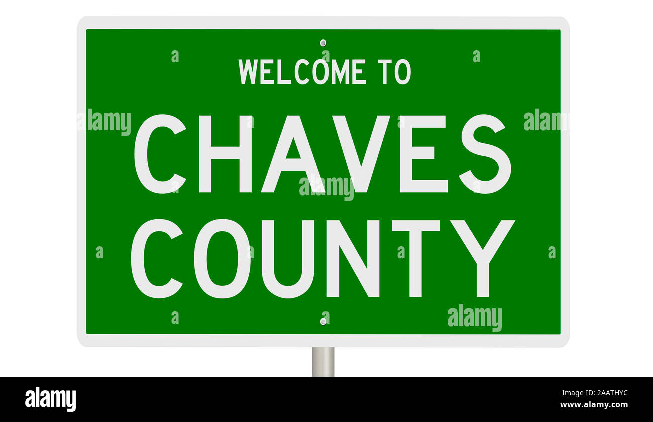 Rendering of a green 3d highway sign for Chaves County Stock Photo - Alamy