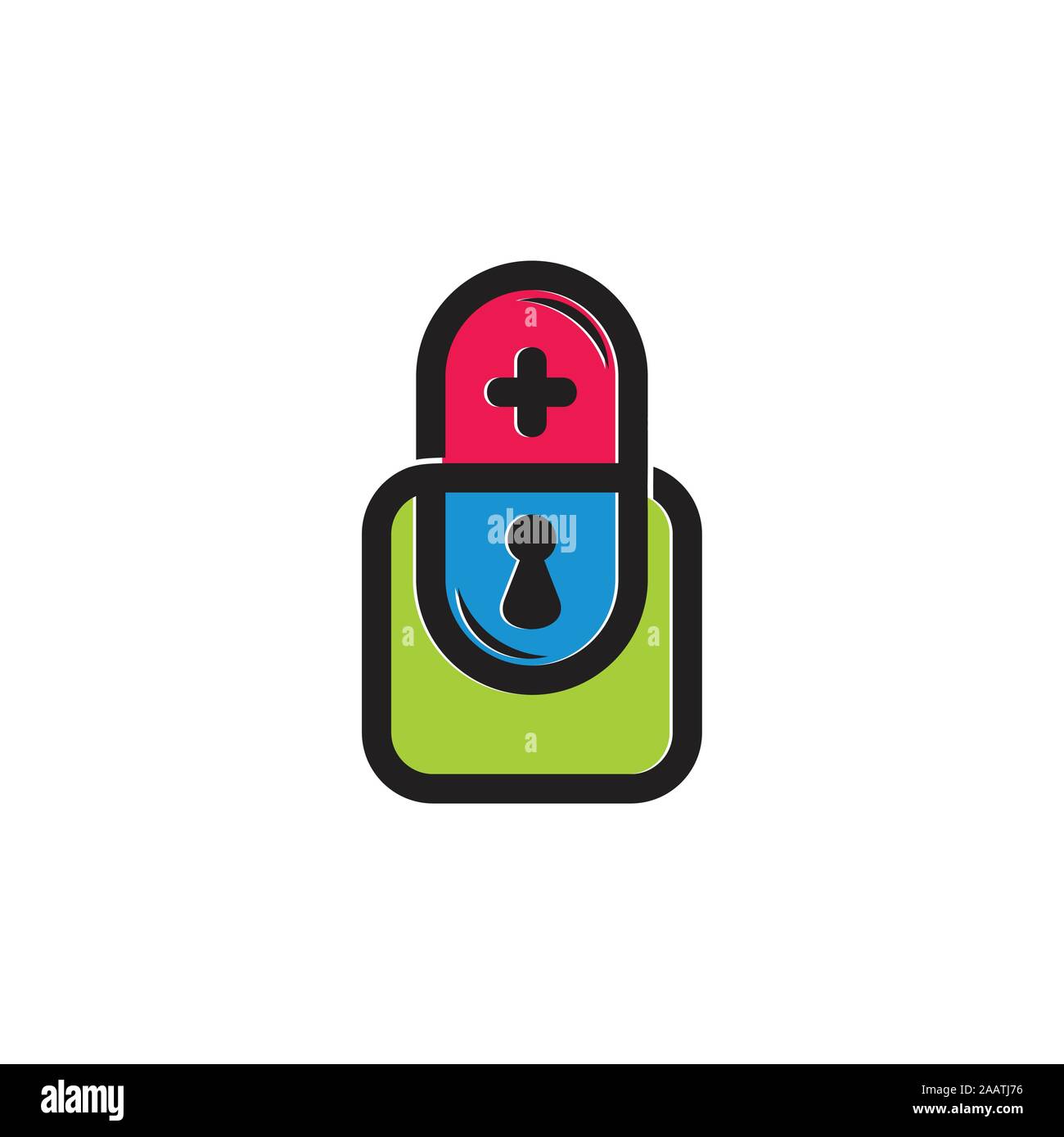 colorful healthy pill lock your healthy symbol vector Stock Vector ...