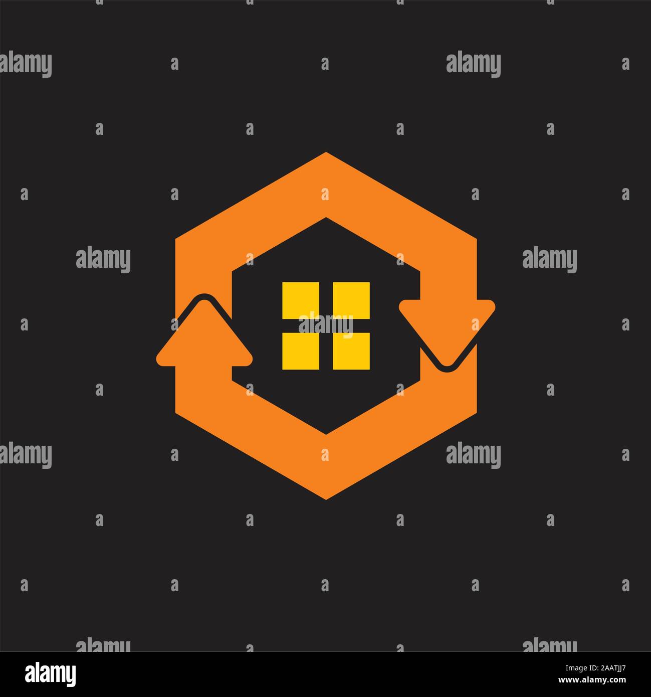 green refresh home hexagonal arrow symbol logo vector Stock Vector ...