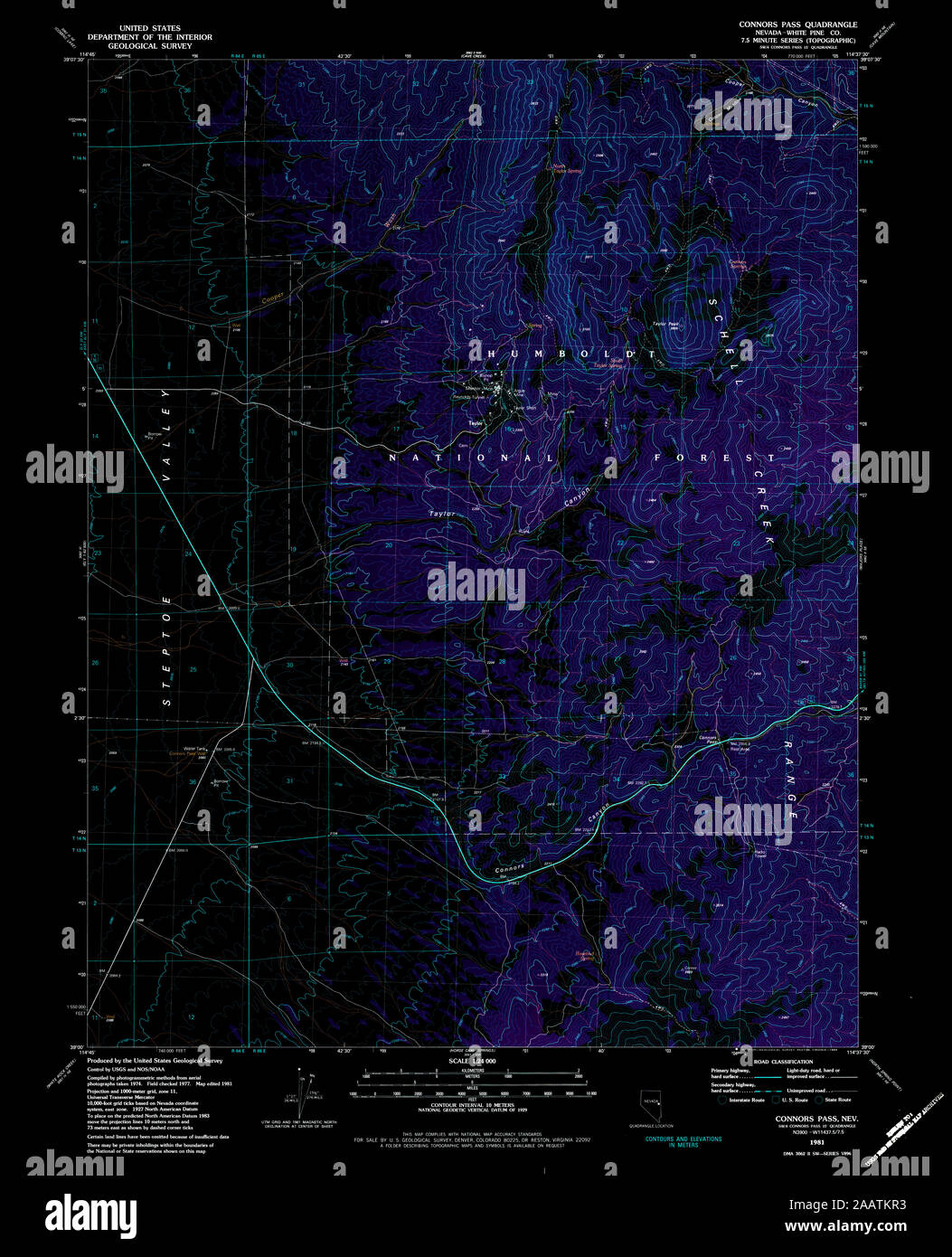 USGS TOPO Map Nevada NV Connors Pass 318464 1981 24000 Inverted ...