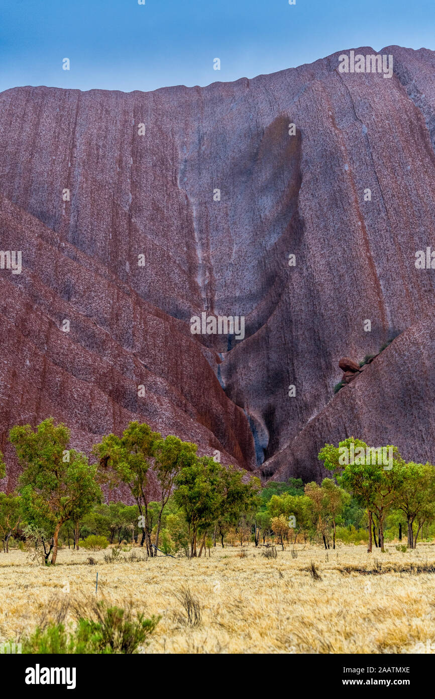 Uluru (Ayres Rock) in the rain after a long drought. Uluru, Northern ...
