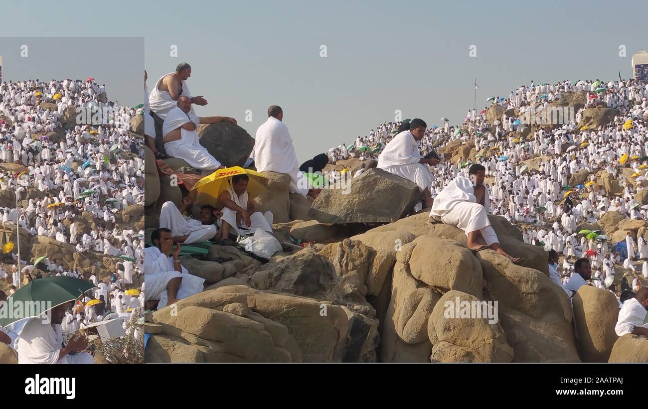 MECCA, SAUDI ARABIA, september 2016., Muslims at Mount Arafat (or Jabal ...