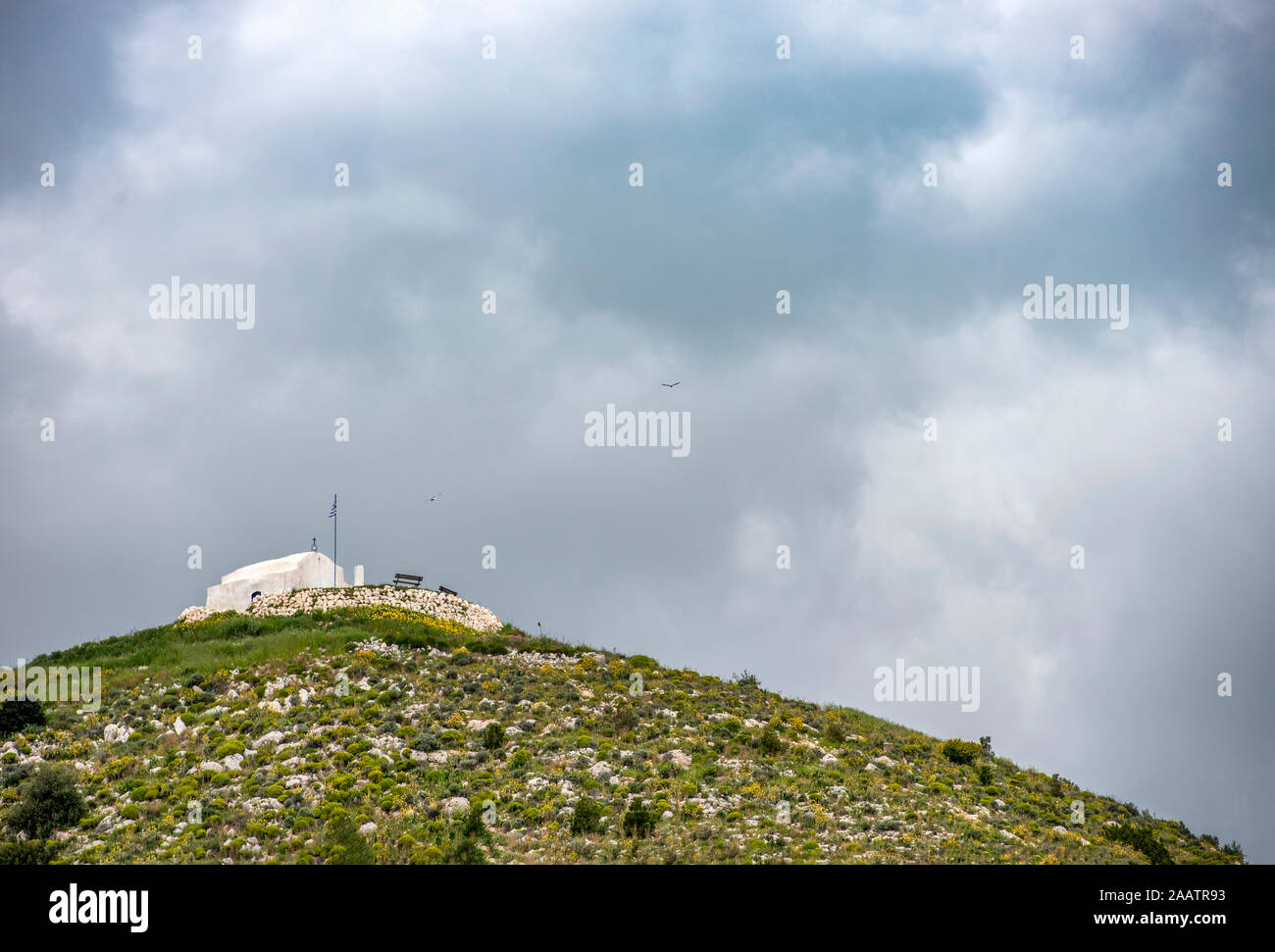 small greek orthodox chapel on top of the hill. Greek islands Stock ...