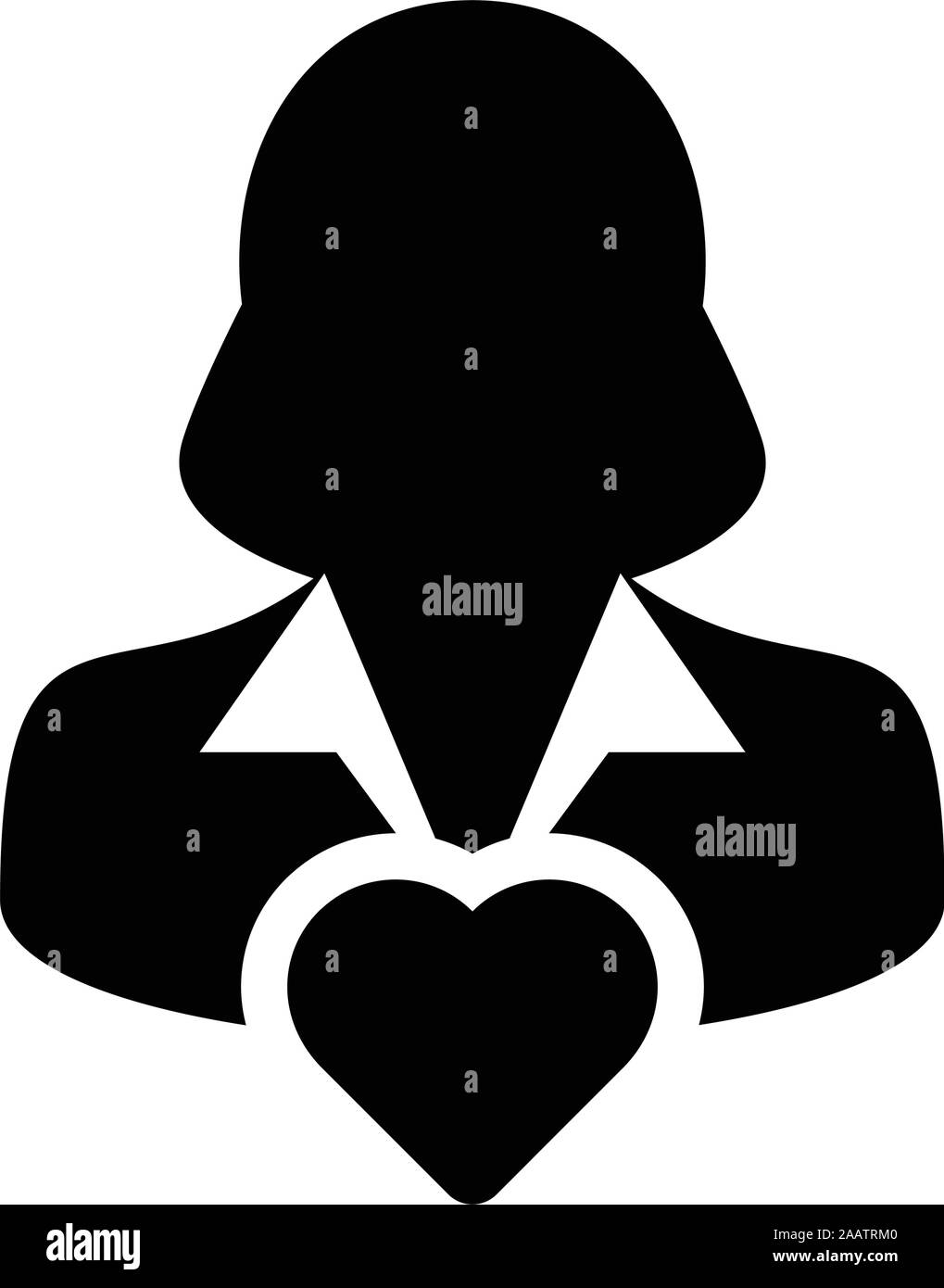 Health icon vector female user person profile avatar with heart symbol ...