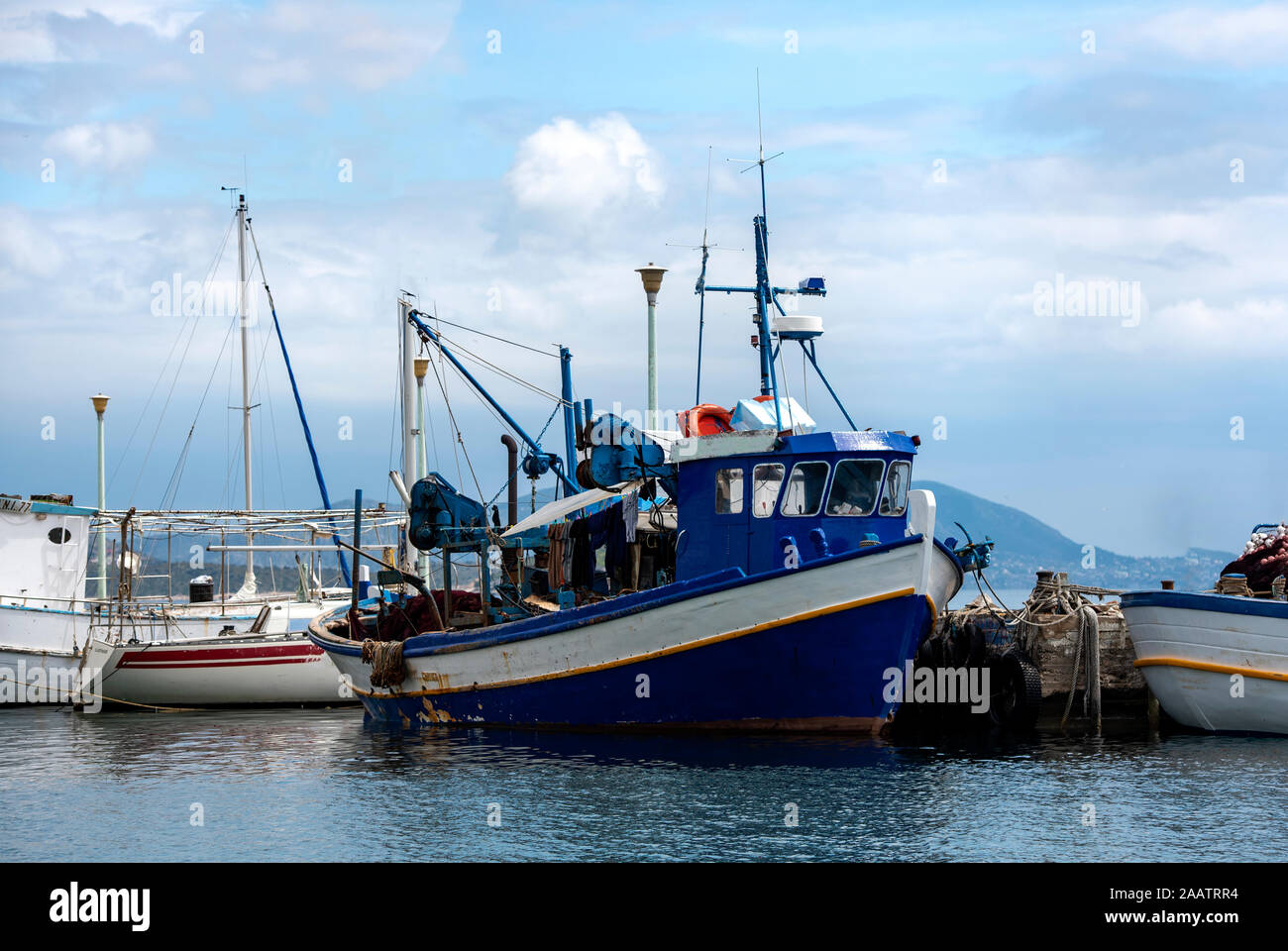 Fishing boats at small harbour in Pachi village. Megara,Greece Stock ...