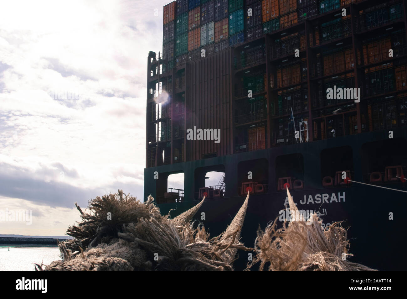Port rope. Mooring rope. Rope for fastening ships and cargo Stock Photo ...