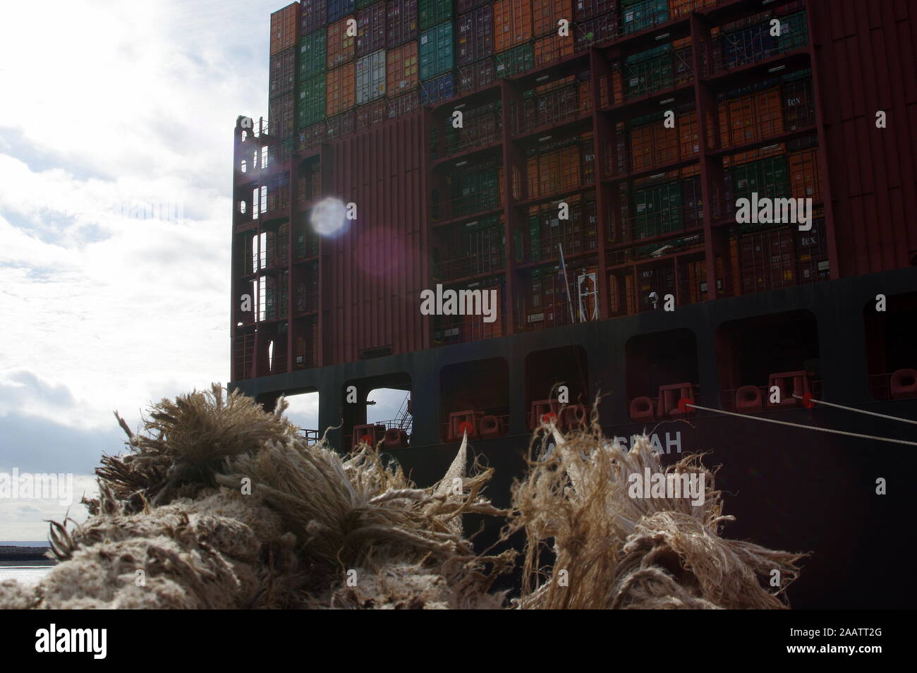 Port rope. Mooring rope. Rope for fastening ships and cargo Stock Photo ...