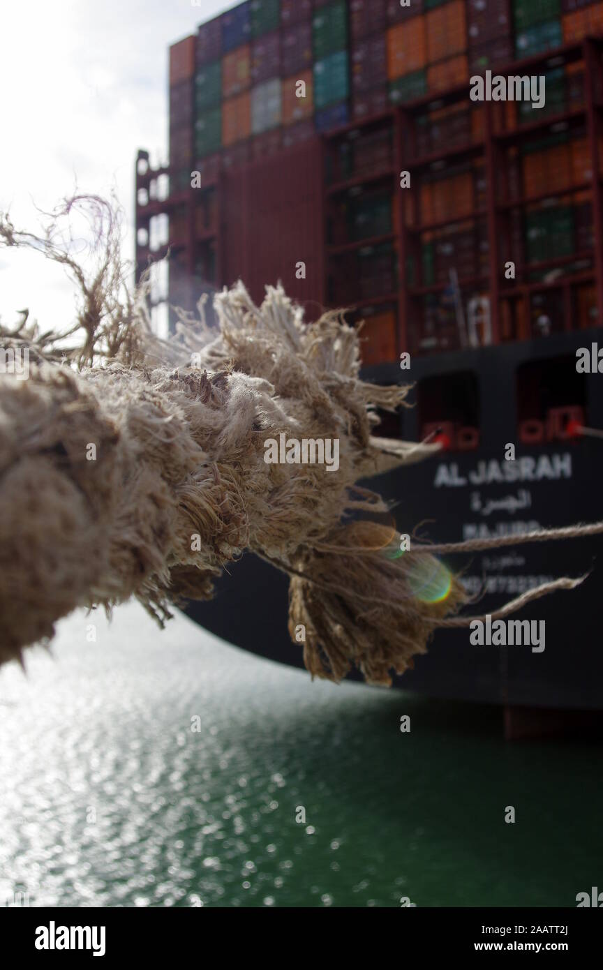 Port rope. Mooring rope. Rope for fastening ships and cargo Stock Photo ...