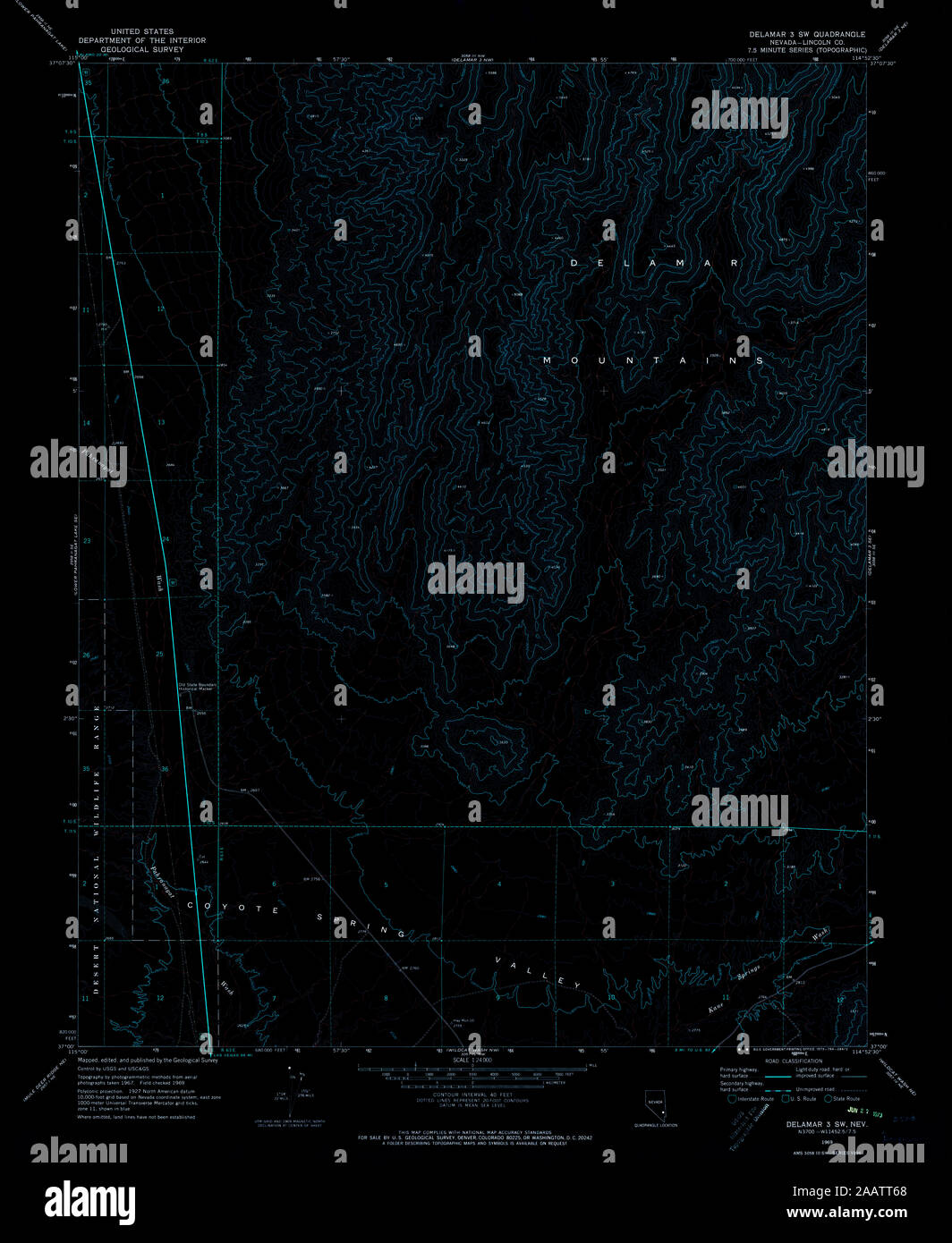 USGS TOPO Map Nevada NV Delamar 3 SW 318549 1969 24000 Inverted ...