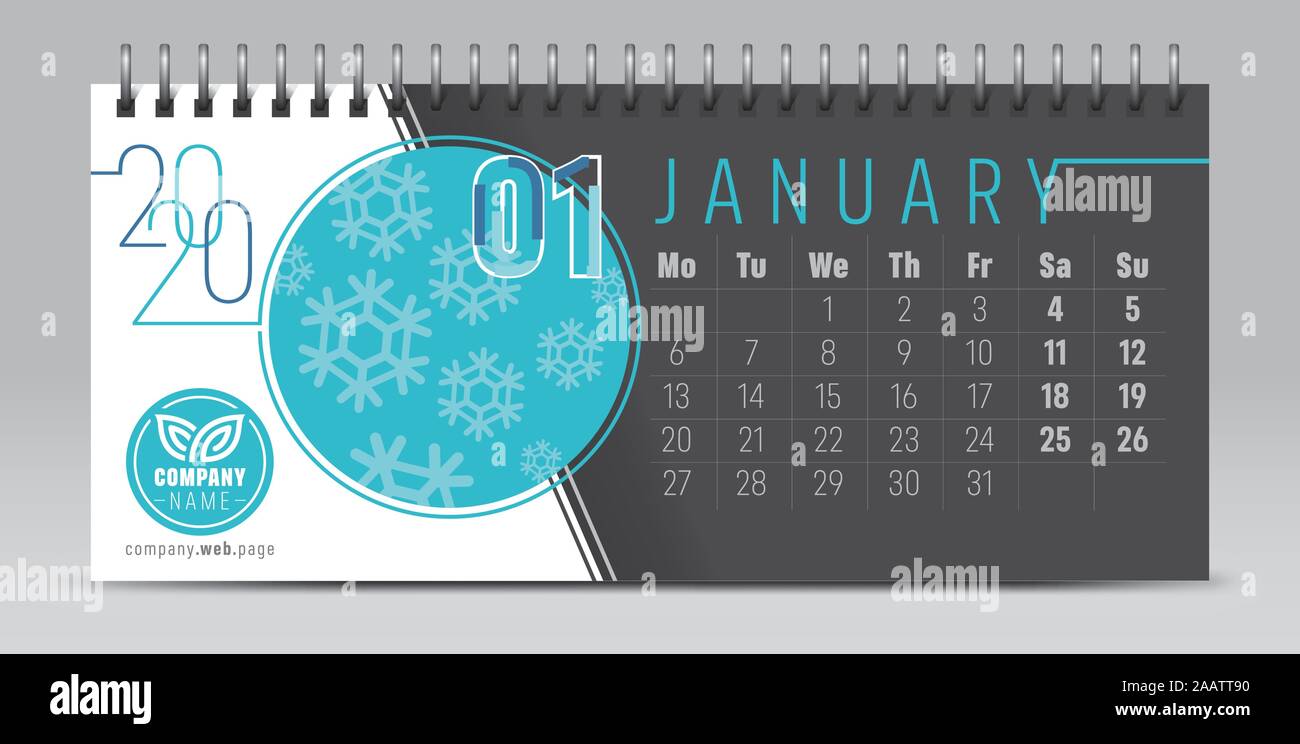 Calendar template for 2020 year. Vector and typographic planner diary ...
