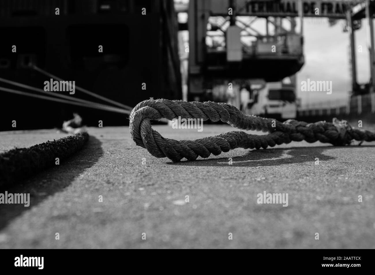 Port rope. Mooring rope. Rope for fastening ships and cargo Stock Photo ...