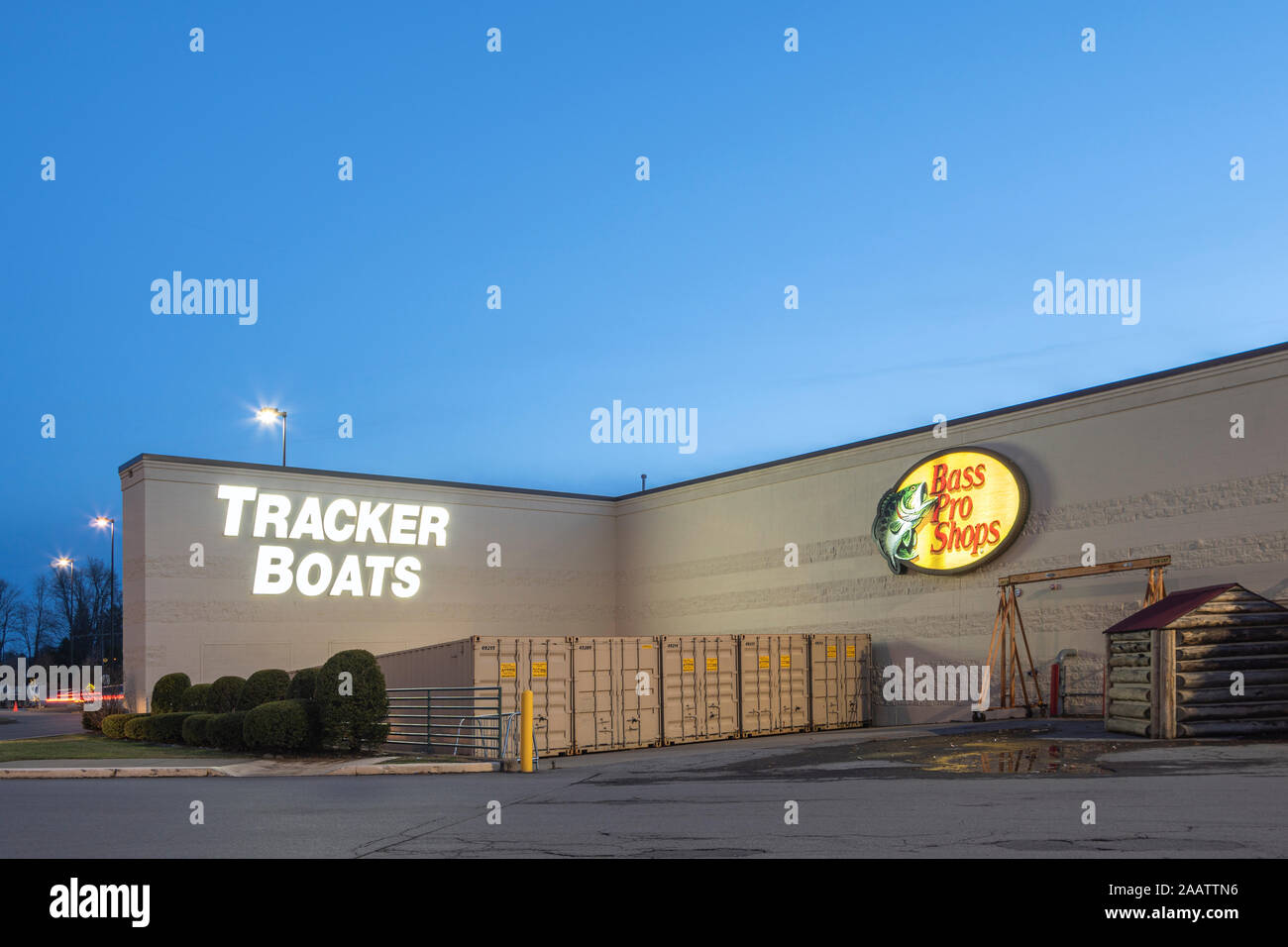 Utica, New York, USA - Nov 23, 2019: Bass Pro Shops Sign and Logo. Bass ...