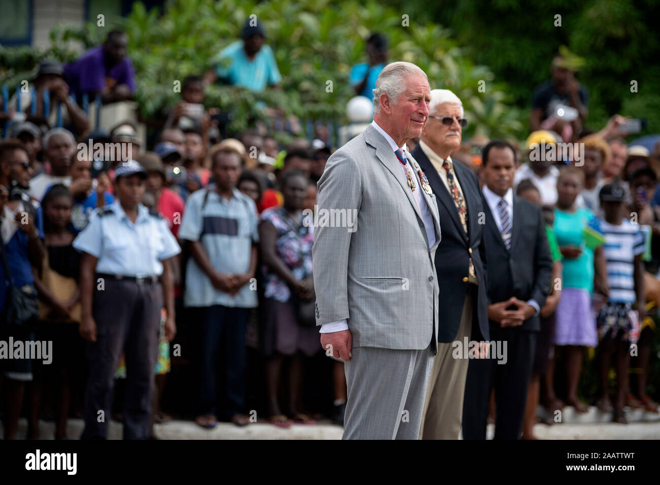 The Prince of Wales attends a wreath laying ceremony at the Solomon ...