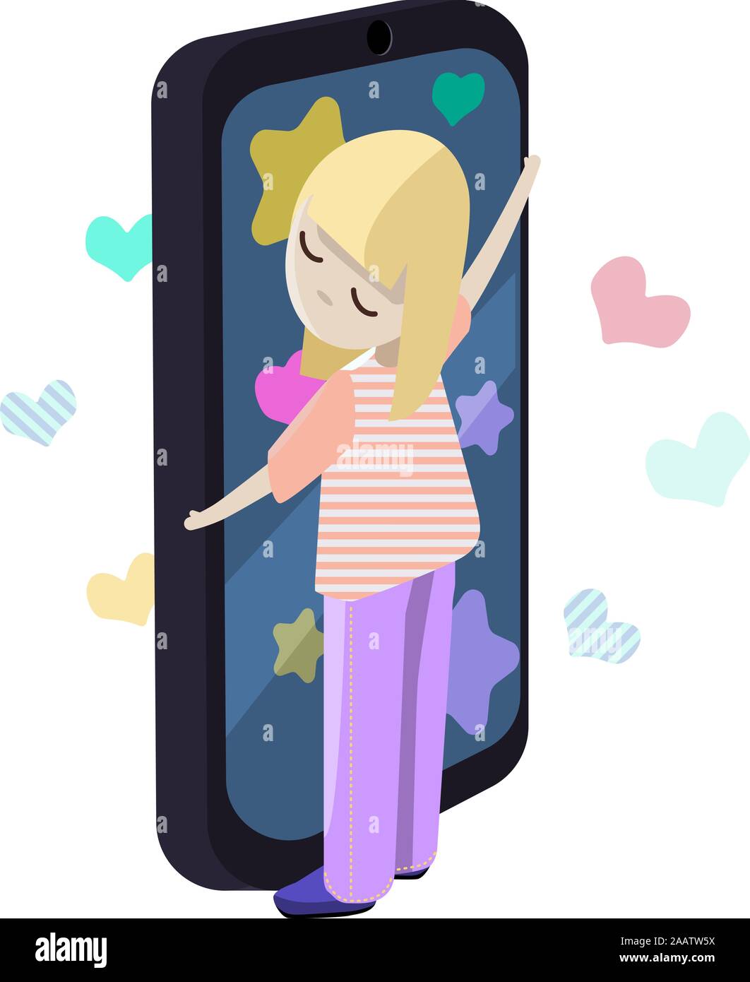 Phone Addict Cartoon