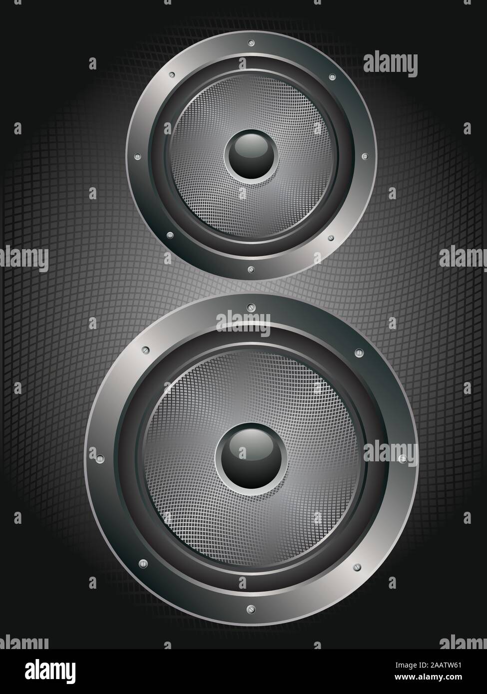 Illustration of sound loud speaker in metal frame rivets, bolts Stock ...