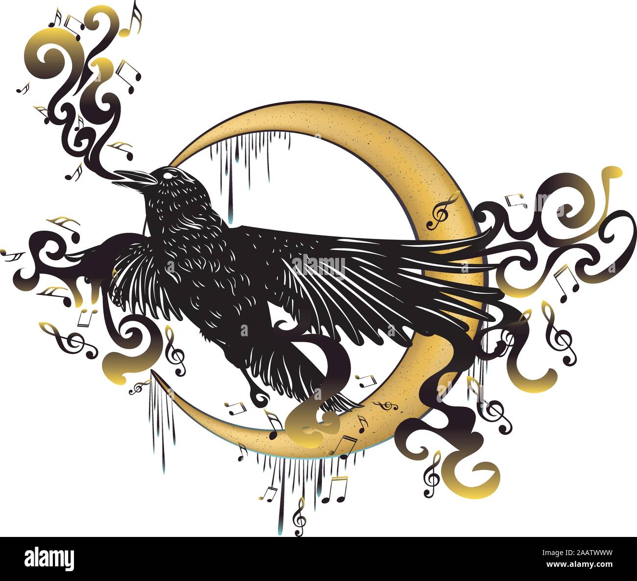 Crow night moon Cut Out Stock Images & Pictures - Alamy