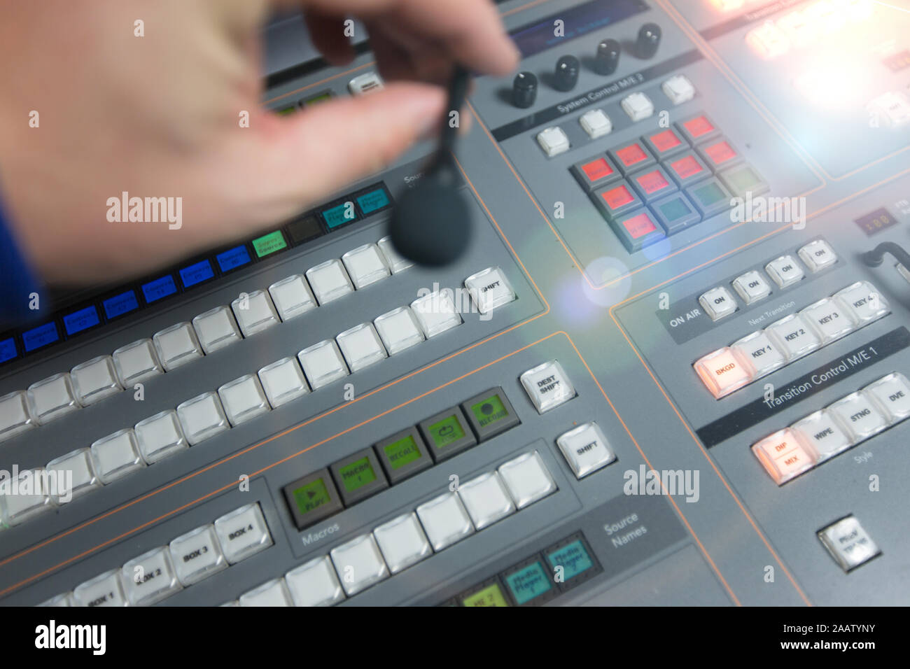 Broadcast studio video and audio switcher mixer Stock Photo - Alamy