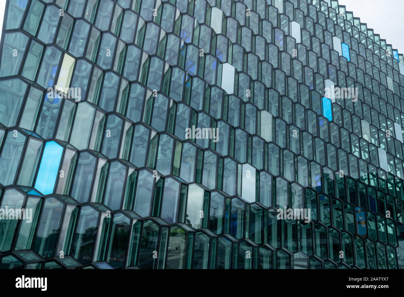 Reykjavik, Iceland - July 3, 2018 : Detailed view of Harpa building ...