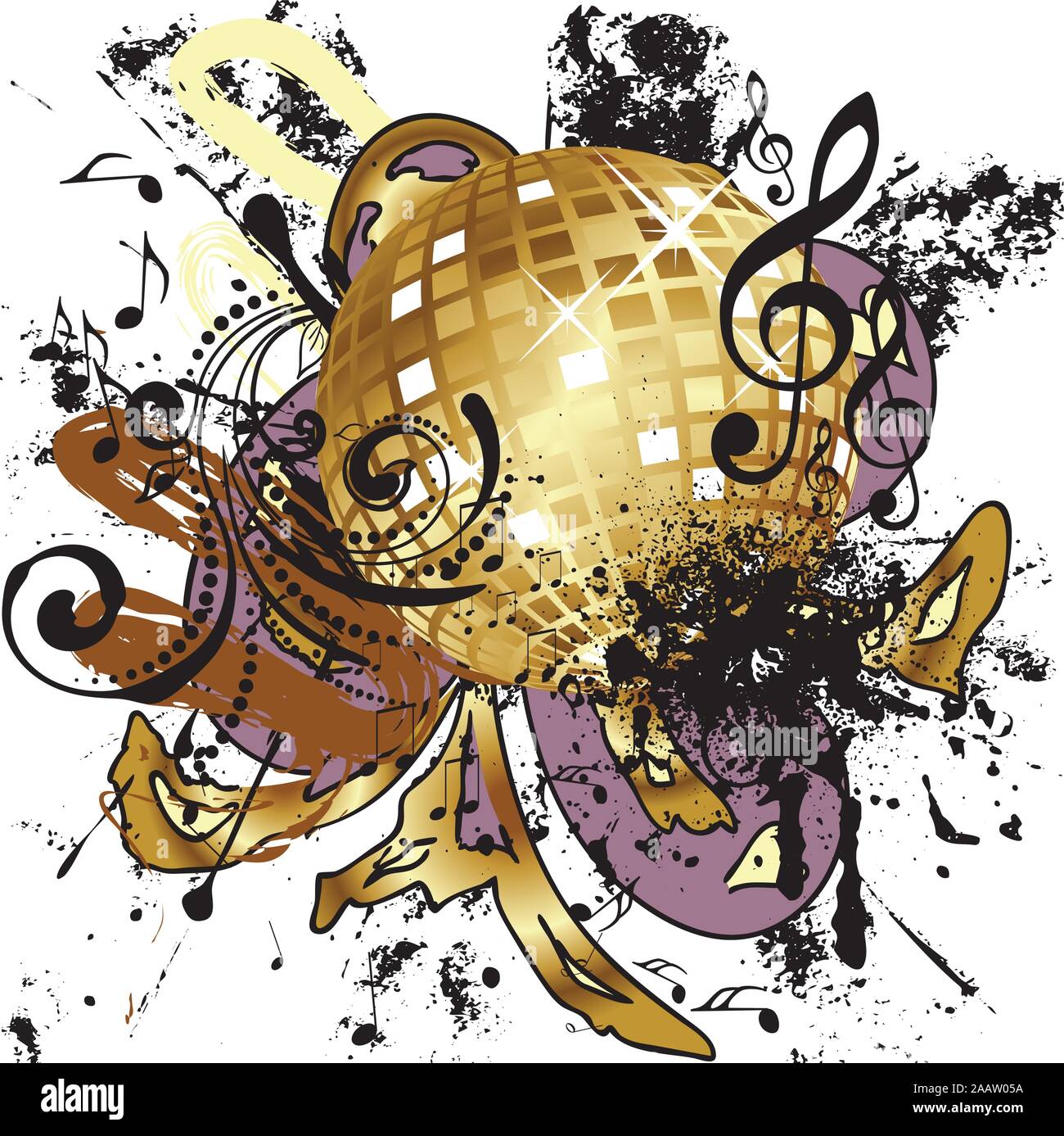 Party background golden disco ball Cut Out Stock Images & Pictures - Alamy