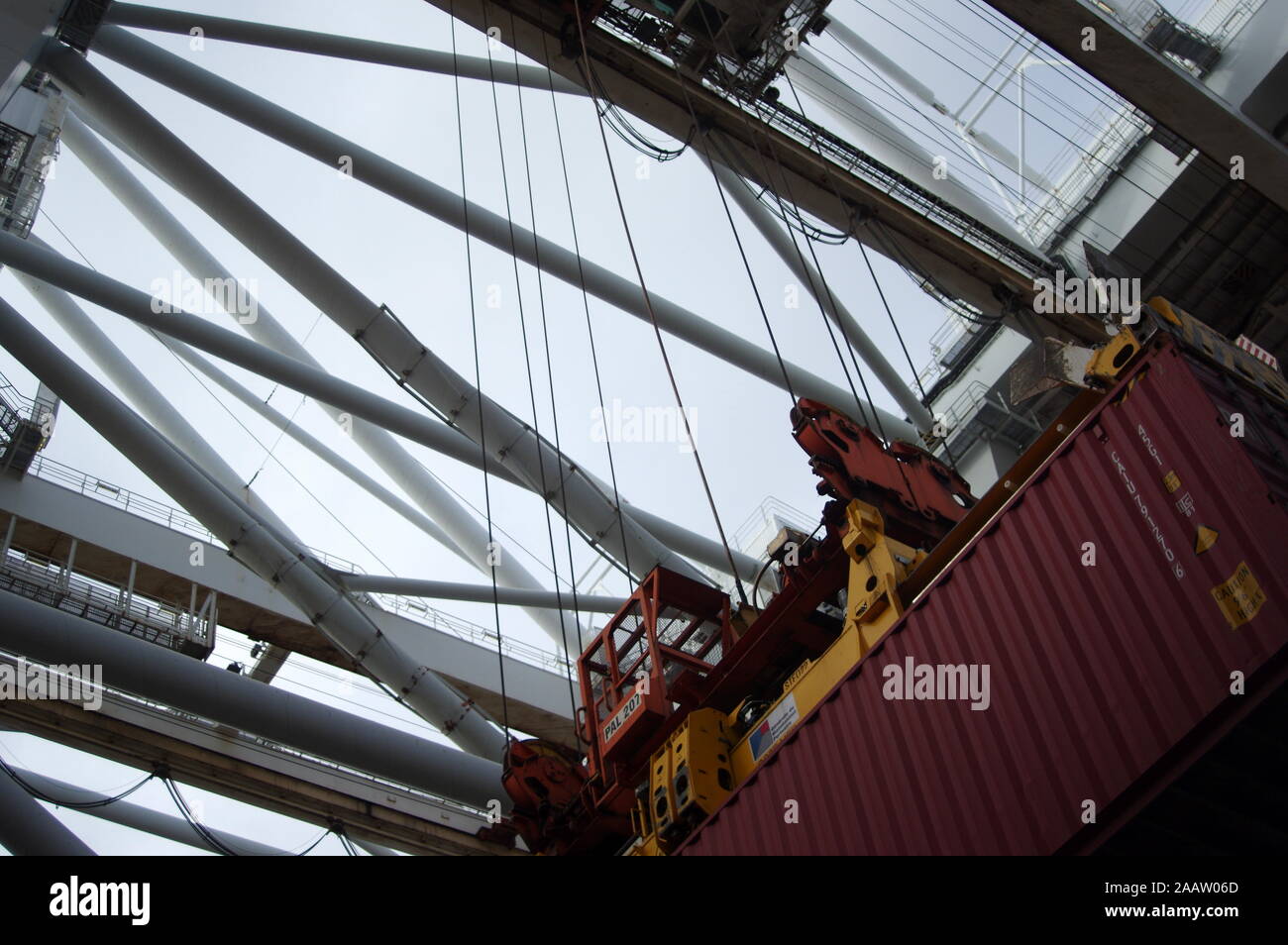 Cargo Cranes in Industrial Port Stock Photo - Alamy