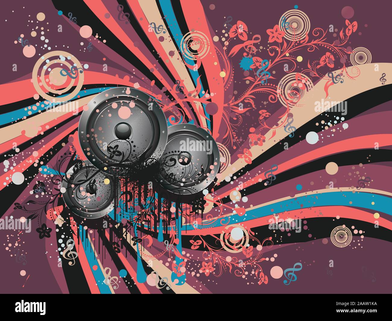 Decorative grunge poster with audio loud speaker, funky design Stock ...