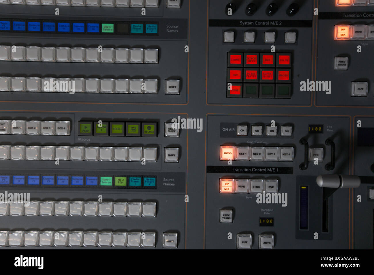 Broadcast studio video and audio switcher mixer Stock Photo - Alamy