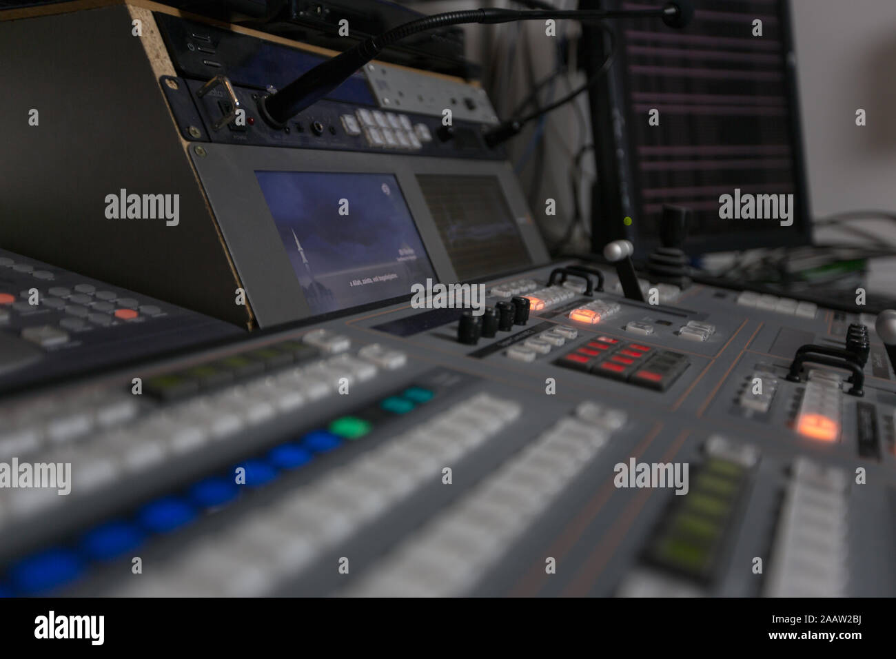 Broadcast studio video and audio switcher mixer Stock Photo - Alamy