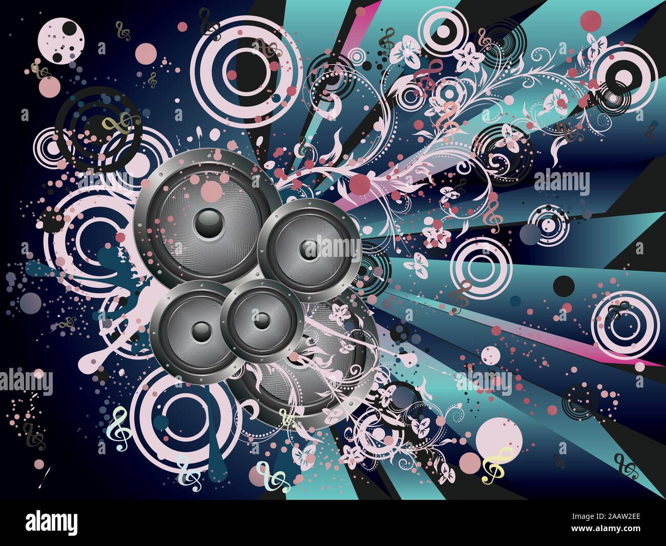 Decorative grunge poster with audio loud speaker, funky design Stock ...