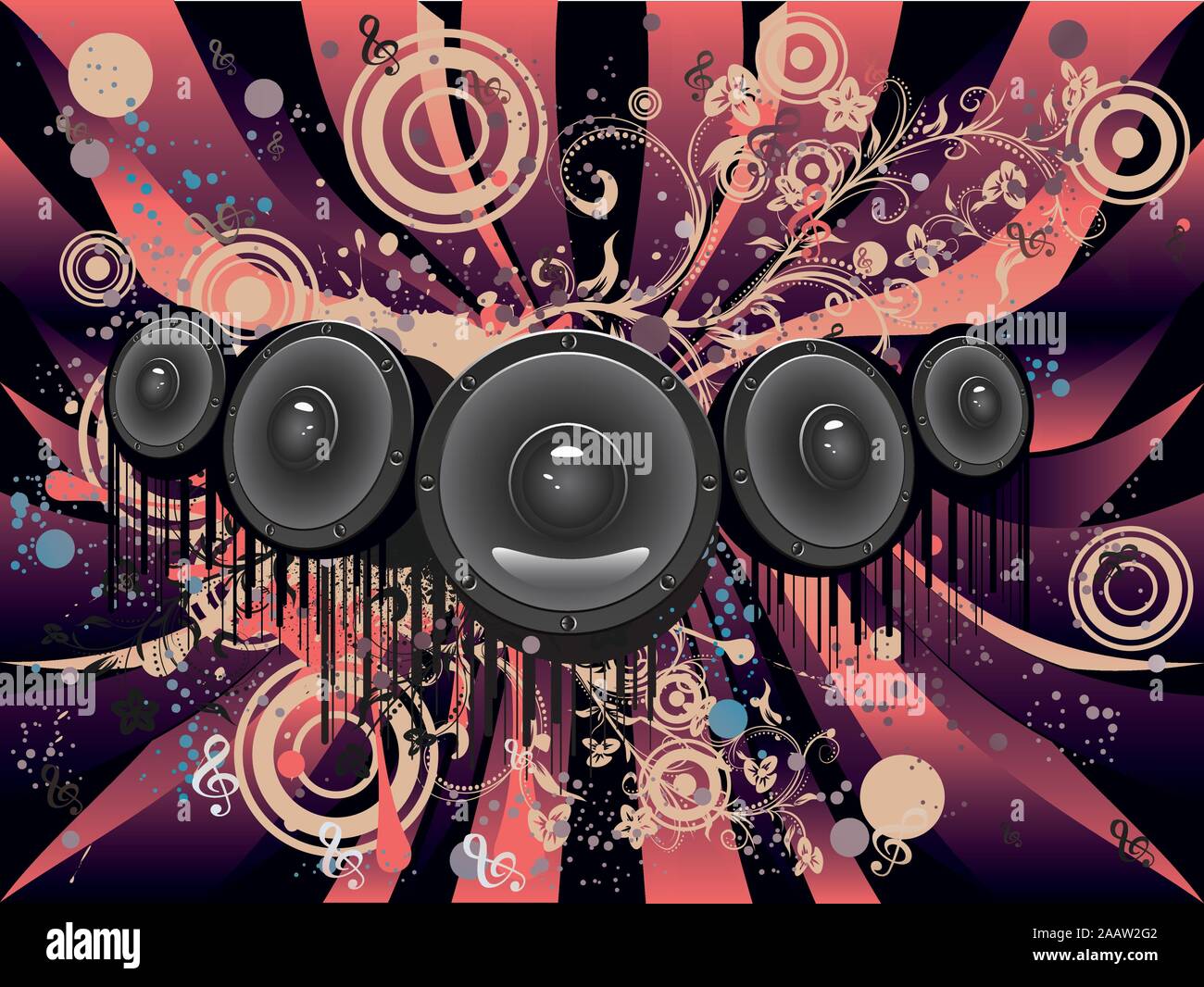 Decorative grunge poster with audio loud speaker, funky design Stock ...
