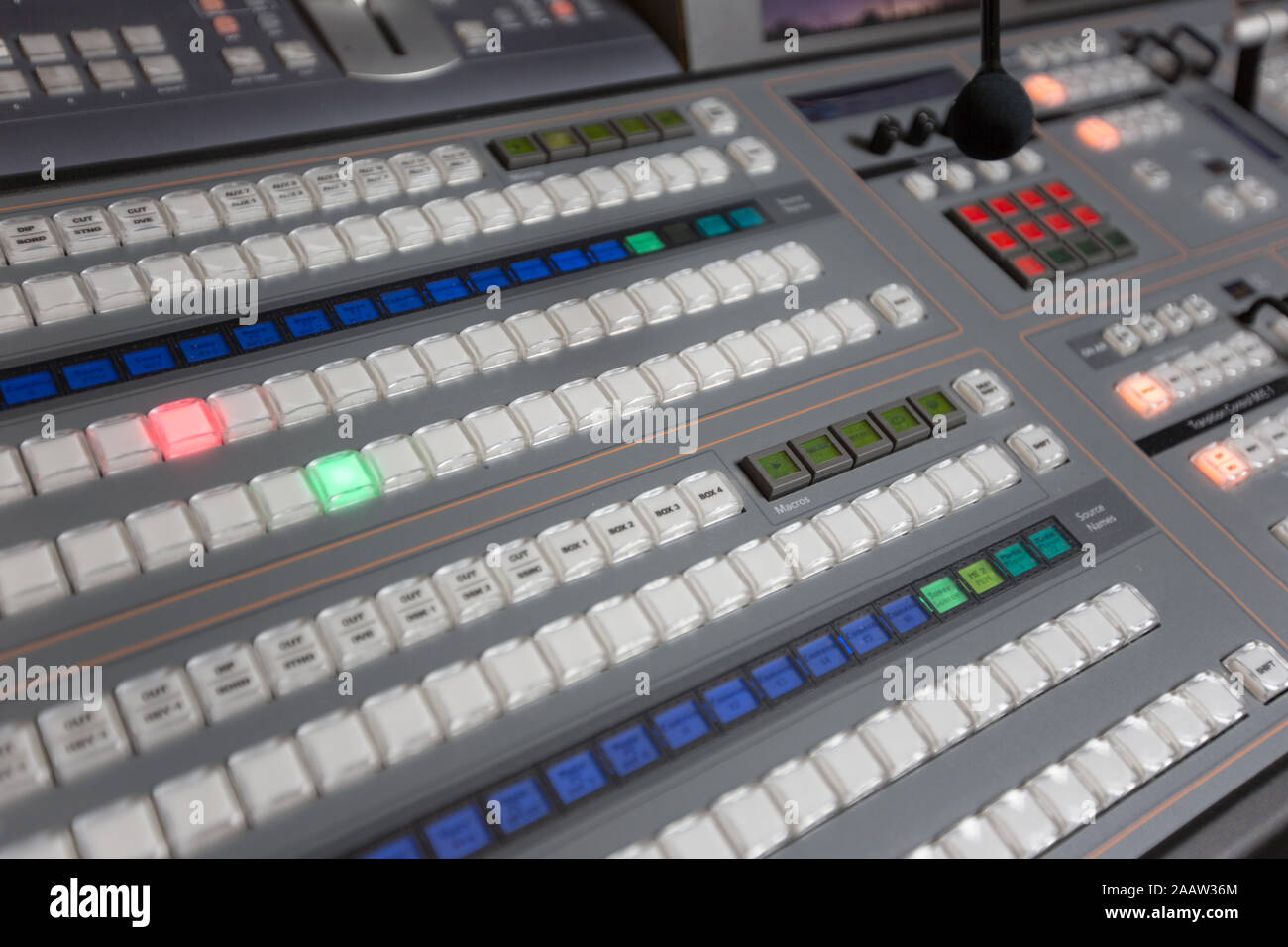 Broadcast studio video and audio switcher mixer Stock Photo - Alamy
