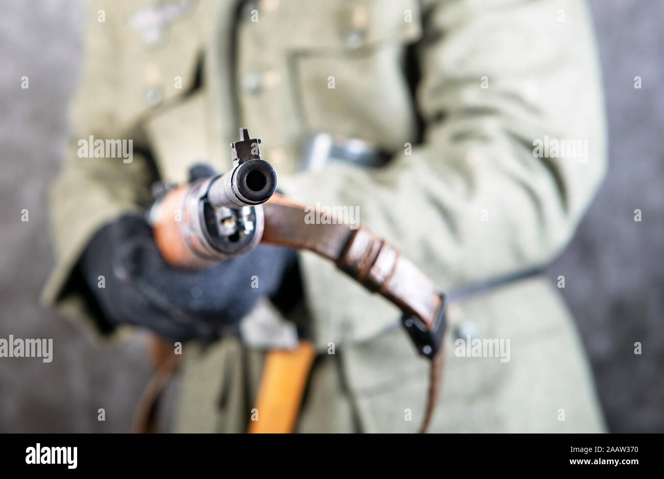 close up of WW II German soldier with a rifle Stock Photo - Alamy