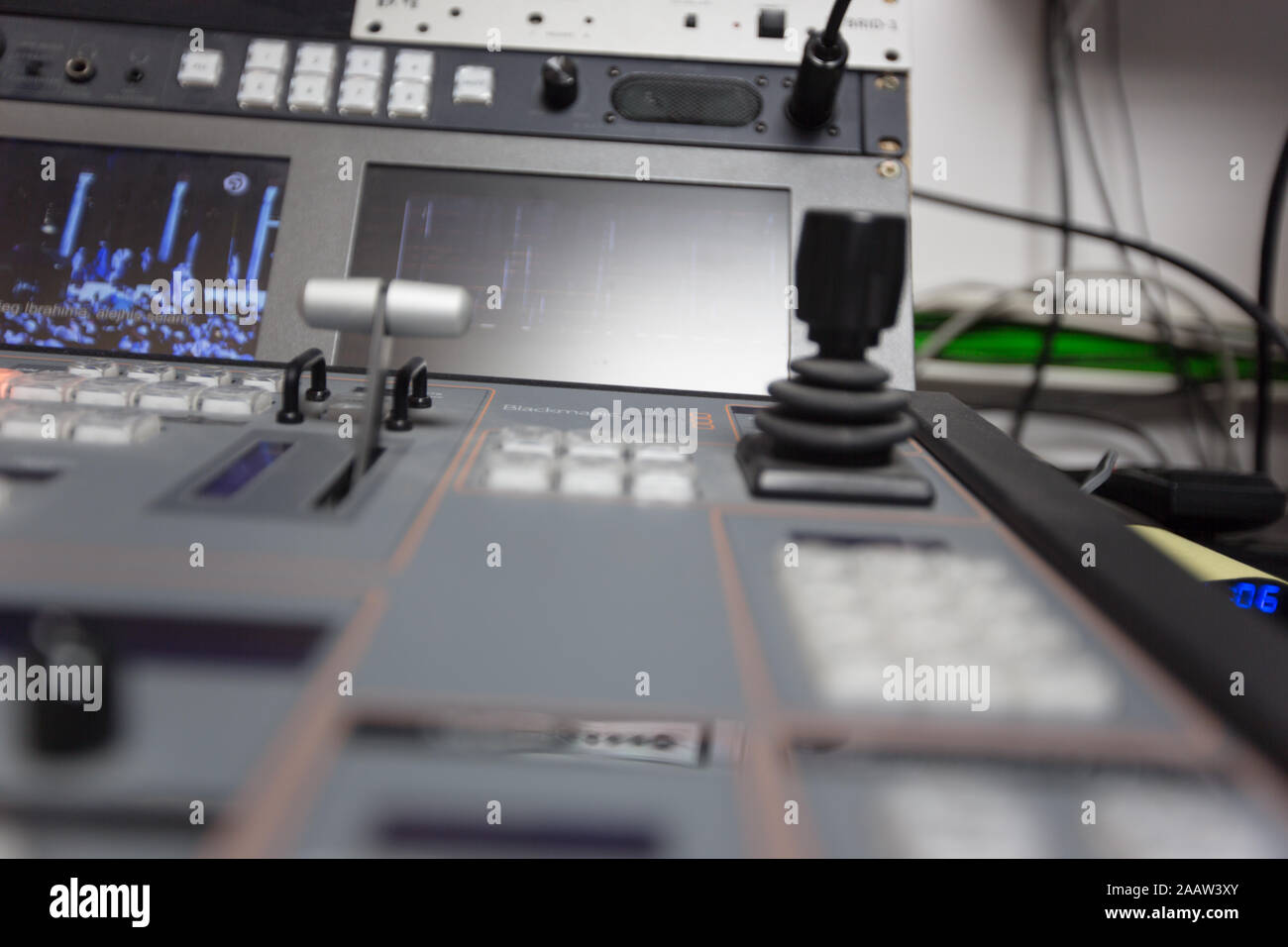 Broadcast studio video and audio switcher mixer Stock Photo - Alamy