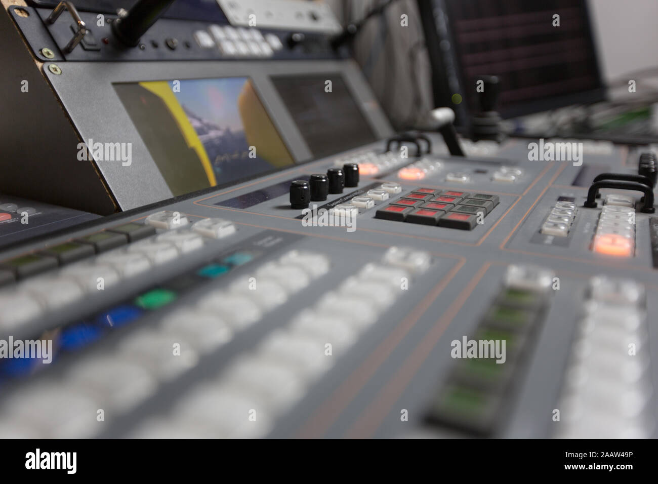 Broadcast studio video and audio switcher mixer Stock Photo - Alamy