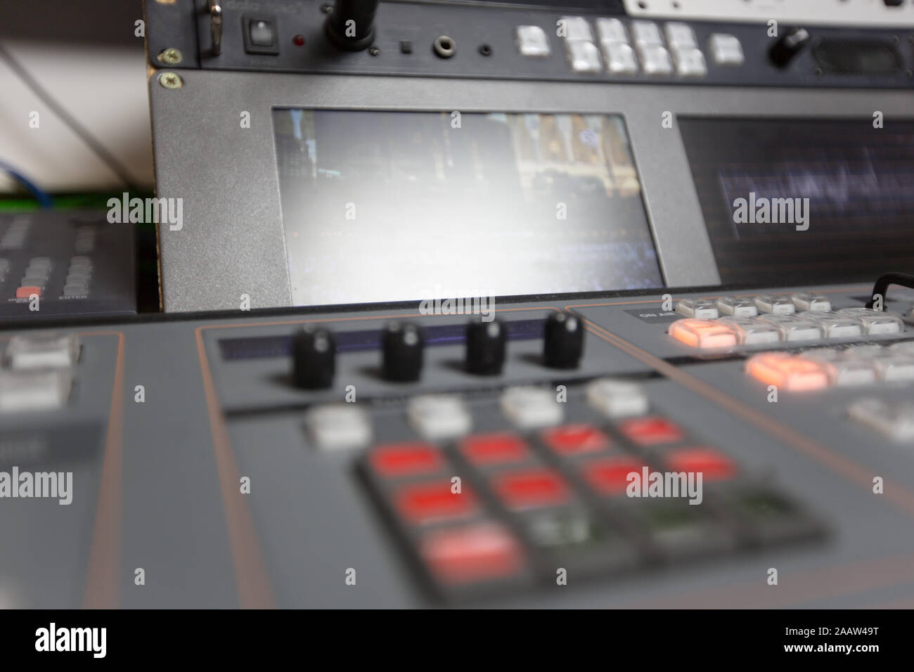 Broadcast studio video and audio switcher mixer Stock Photo - Alamy